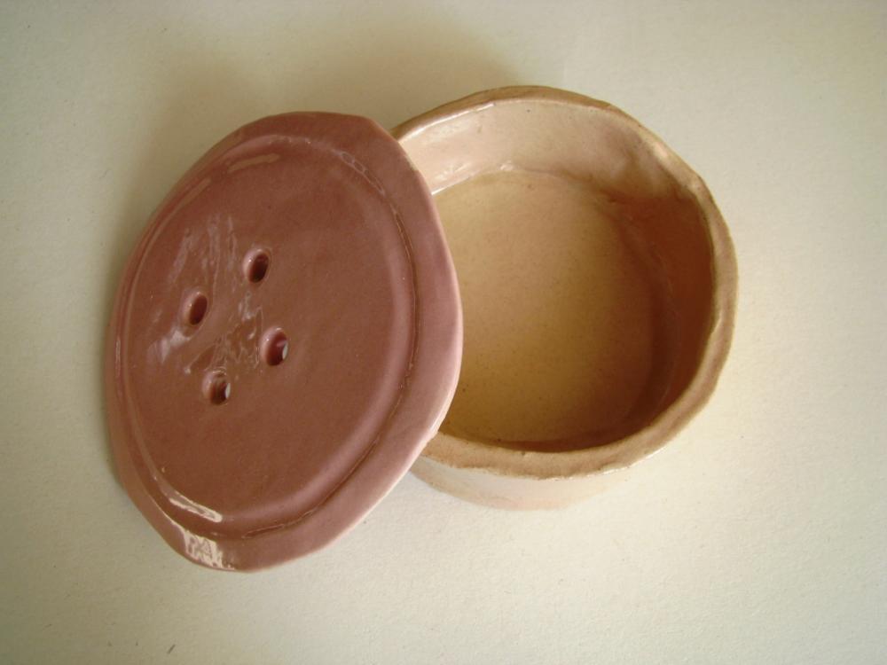 Dusty Pink Ceramic Button Pot. Handmade In Wales, Uk on Luulla